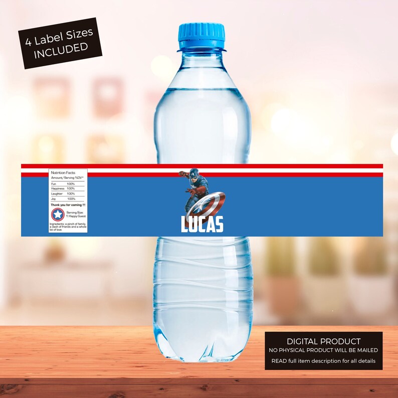Captain America Bottle Label Digital Printable Bottle - Etsy