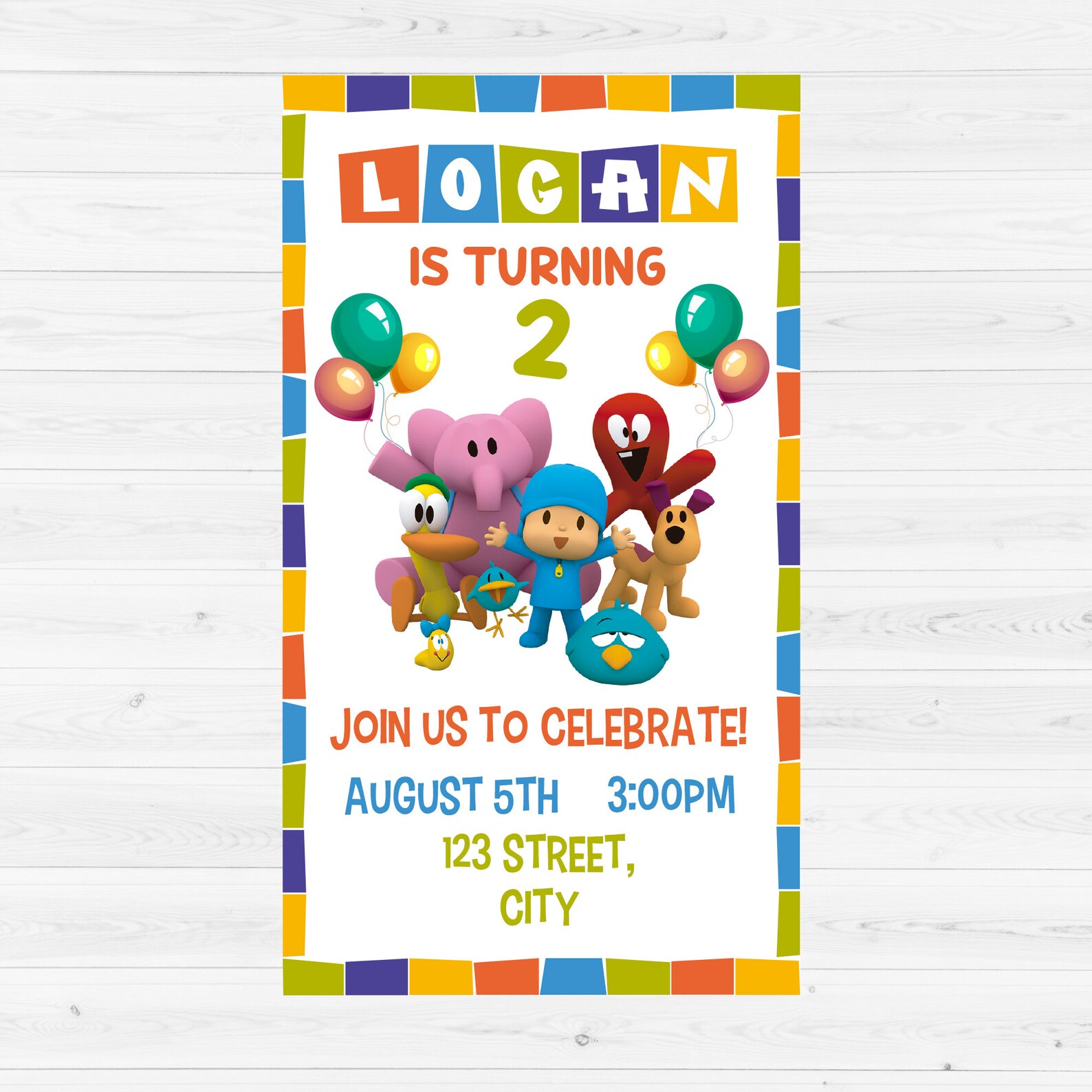 Pocoyo invitation Digital Birthday Party Invitation - Etsy España