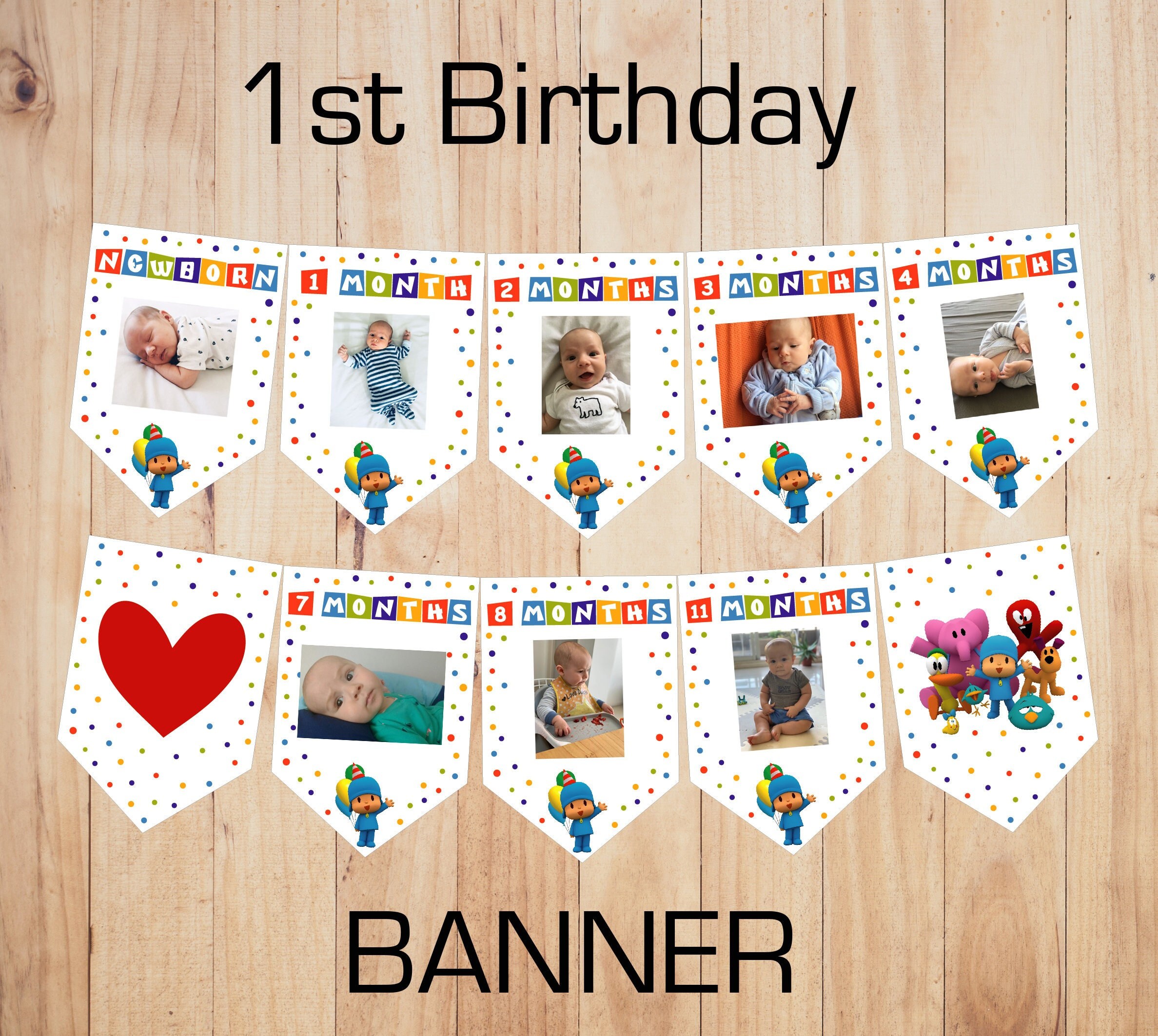 Pocoyo First Year Banner Digital Printable Birthday Banner Garland ...