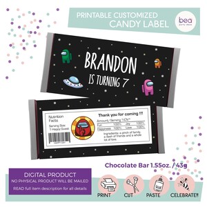 Among Us Chocolate Candy Bar Label - Digital Printable Birthday Label ...