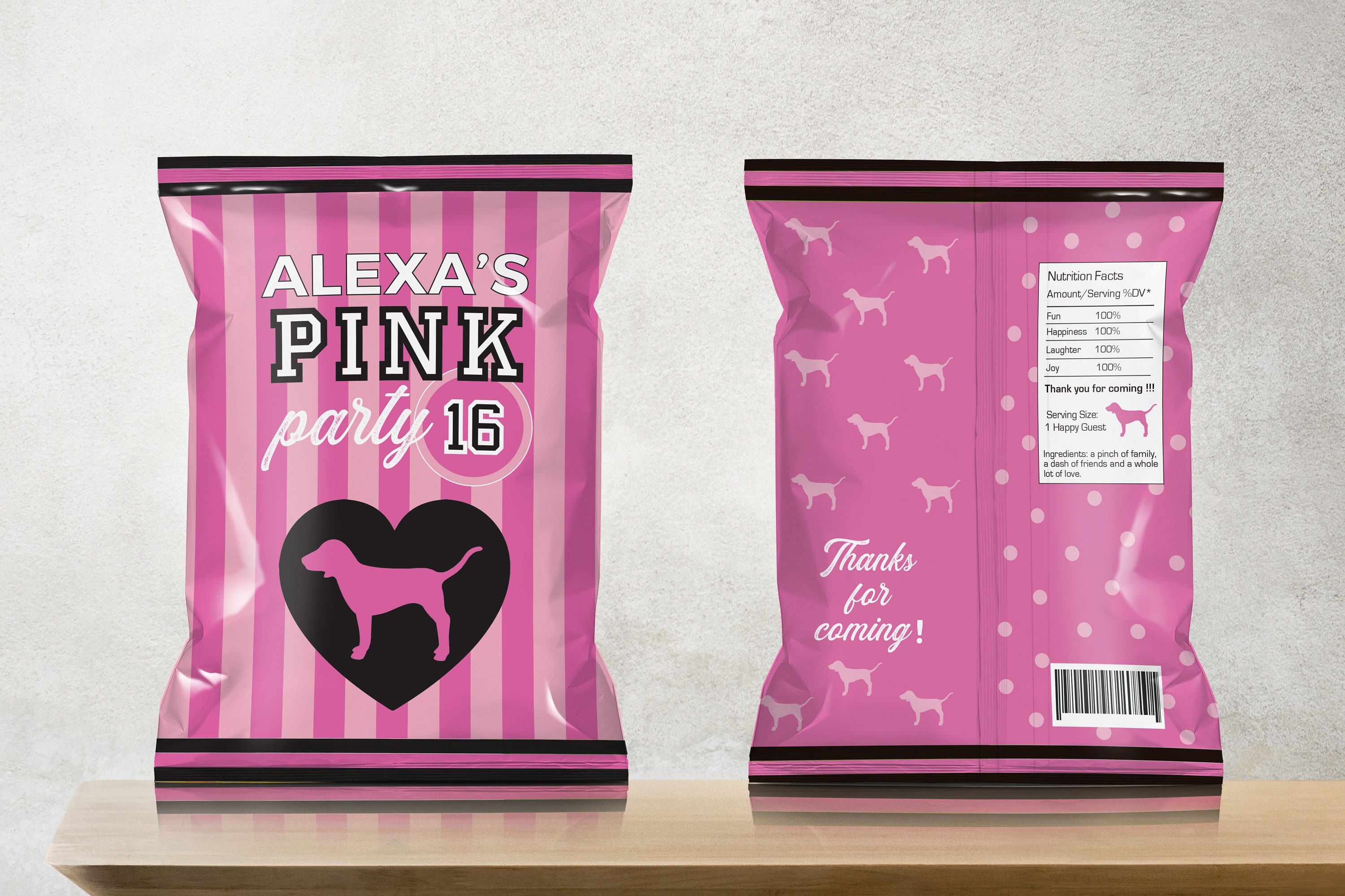 Victoria Secret Pink Chip Bag Pink Digital Printable Chip - Etsy