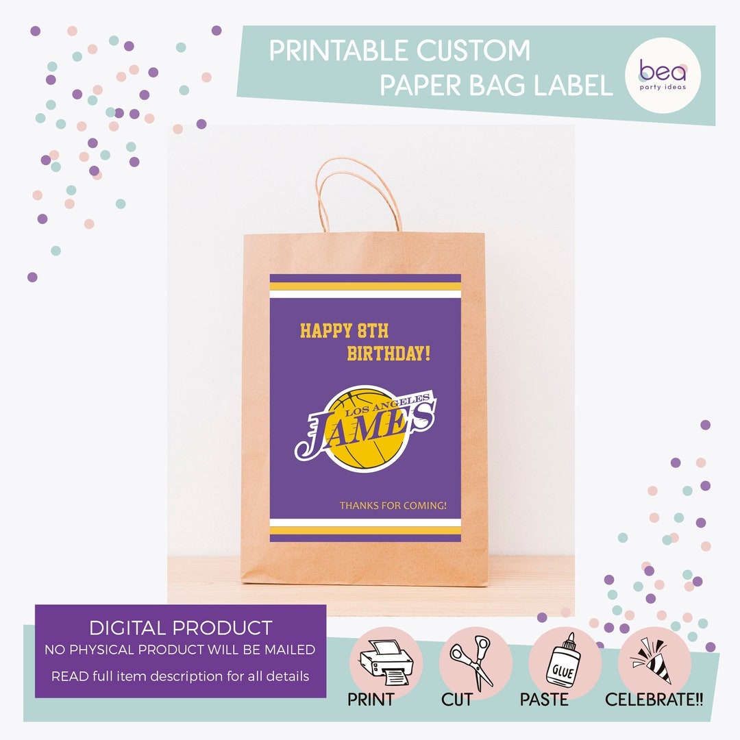 Basketball Lakers Inspired Paper Bag Label - Digital Printable Paper ...