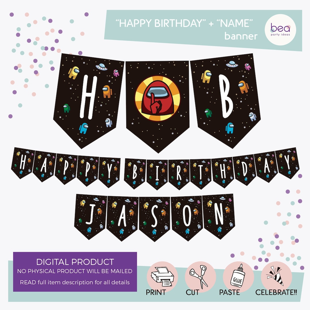 Among Us Banner - Digital Printable Birthday Banner Garland Bunting - Etsy