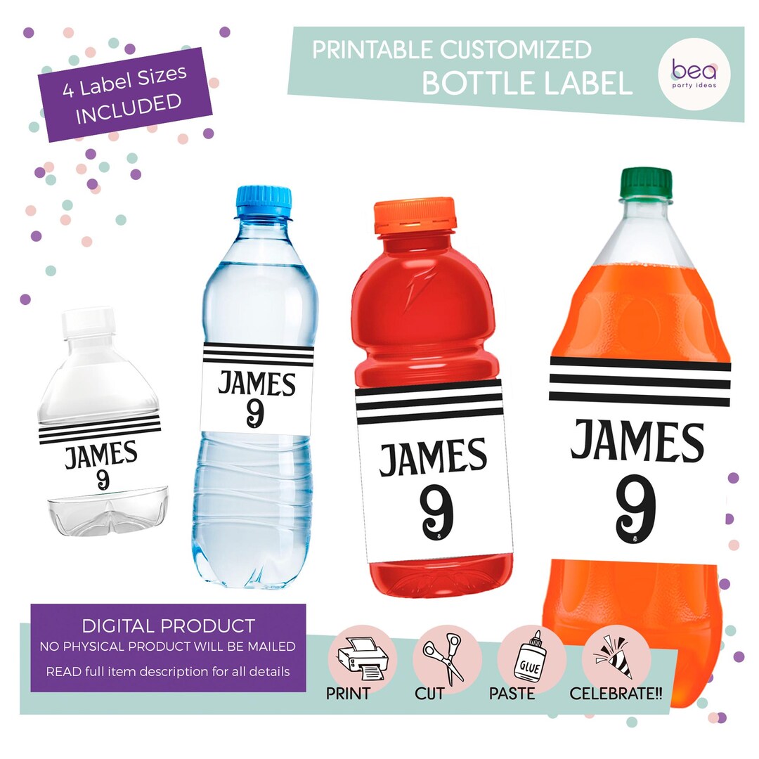 Soccer Football Inspired Bottle Label Digital Printable Bottle Wrapper ...