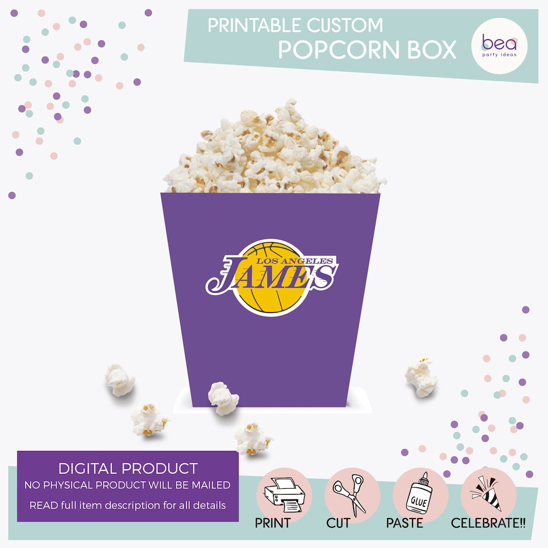 Basketball Lakers Inspired Popcorn Box - Digital Printable Candy ...