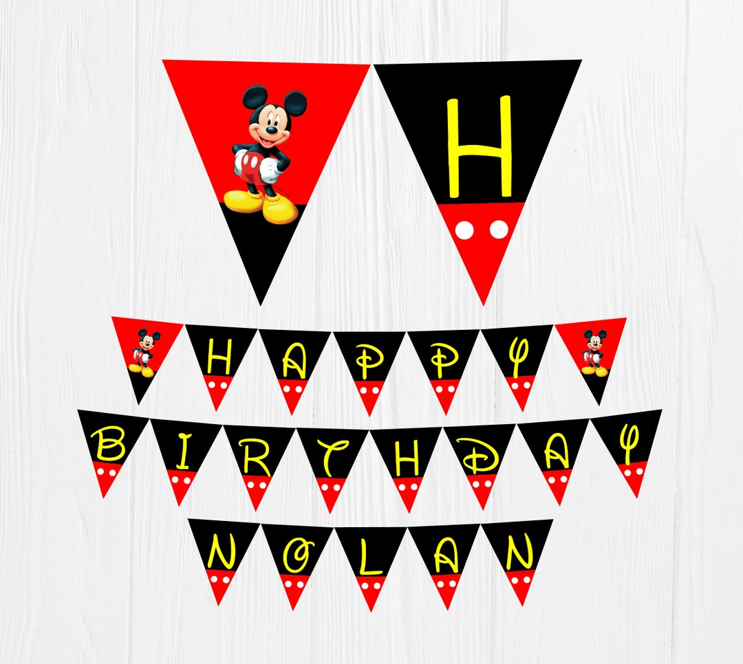 Mickey Banner - Digital Printable Birthday Banner Garland Bunting - Etsy