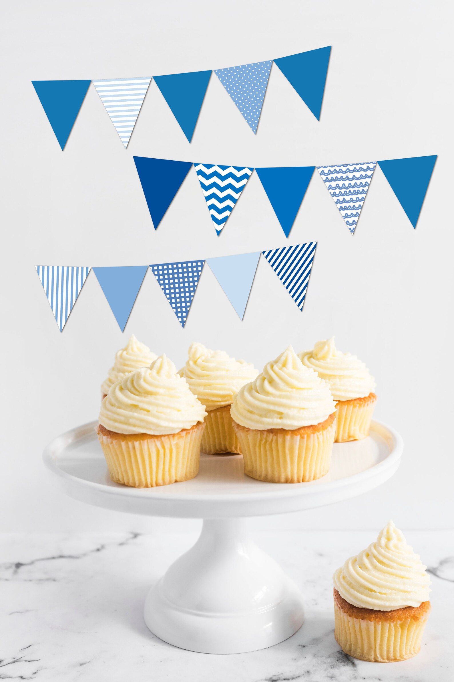 Blue Light Blue Banner Digital Printable Pennant Banner - Etsy