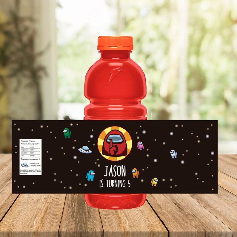 Among Us Bottle Label Digital Printable bottle Wrapper water - Etsy España