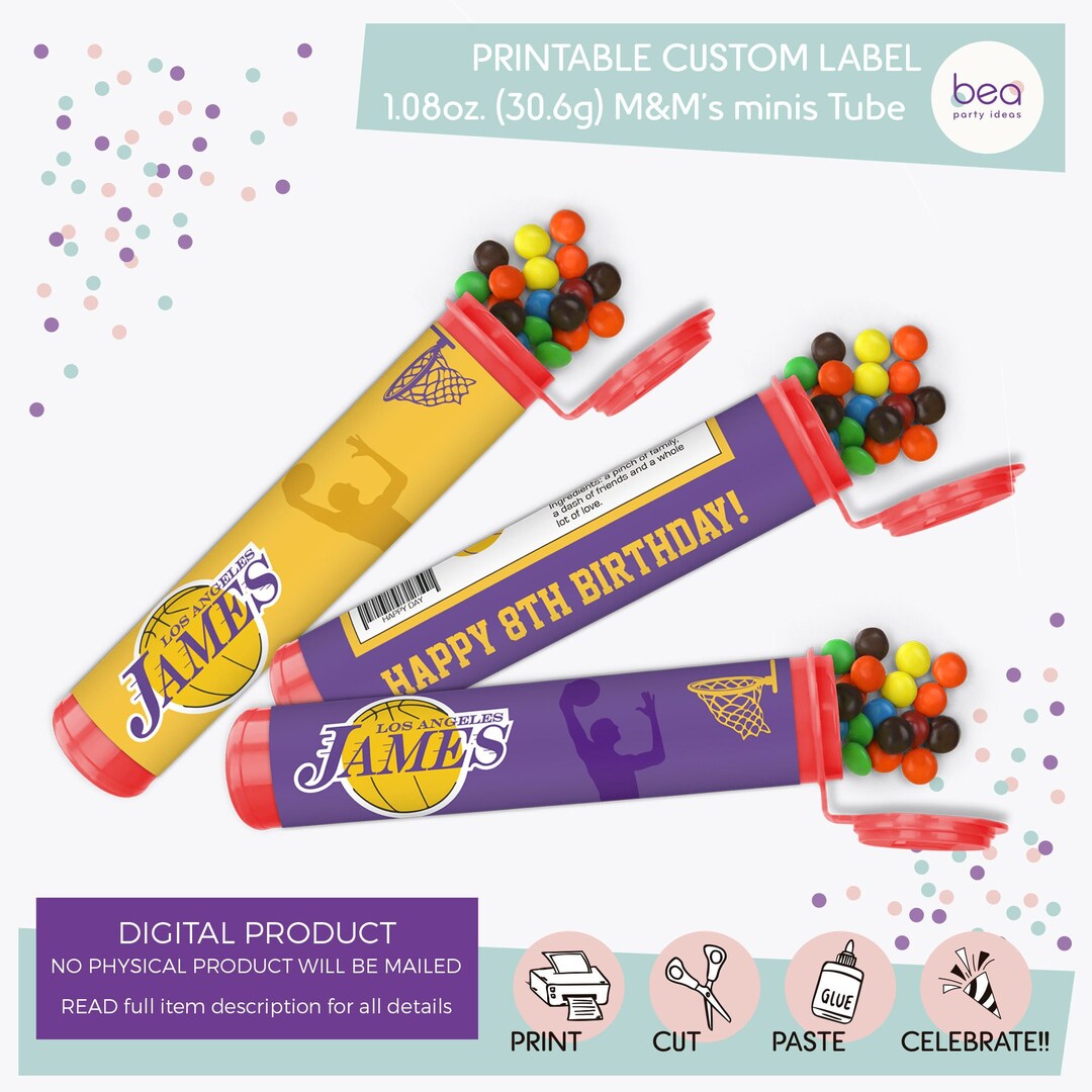 Basketball Lakers Inspired M&M Tube Label - Digital Printable Candy ...