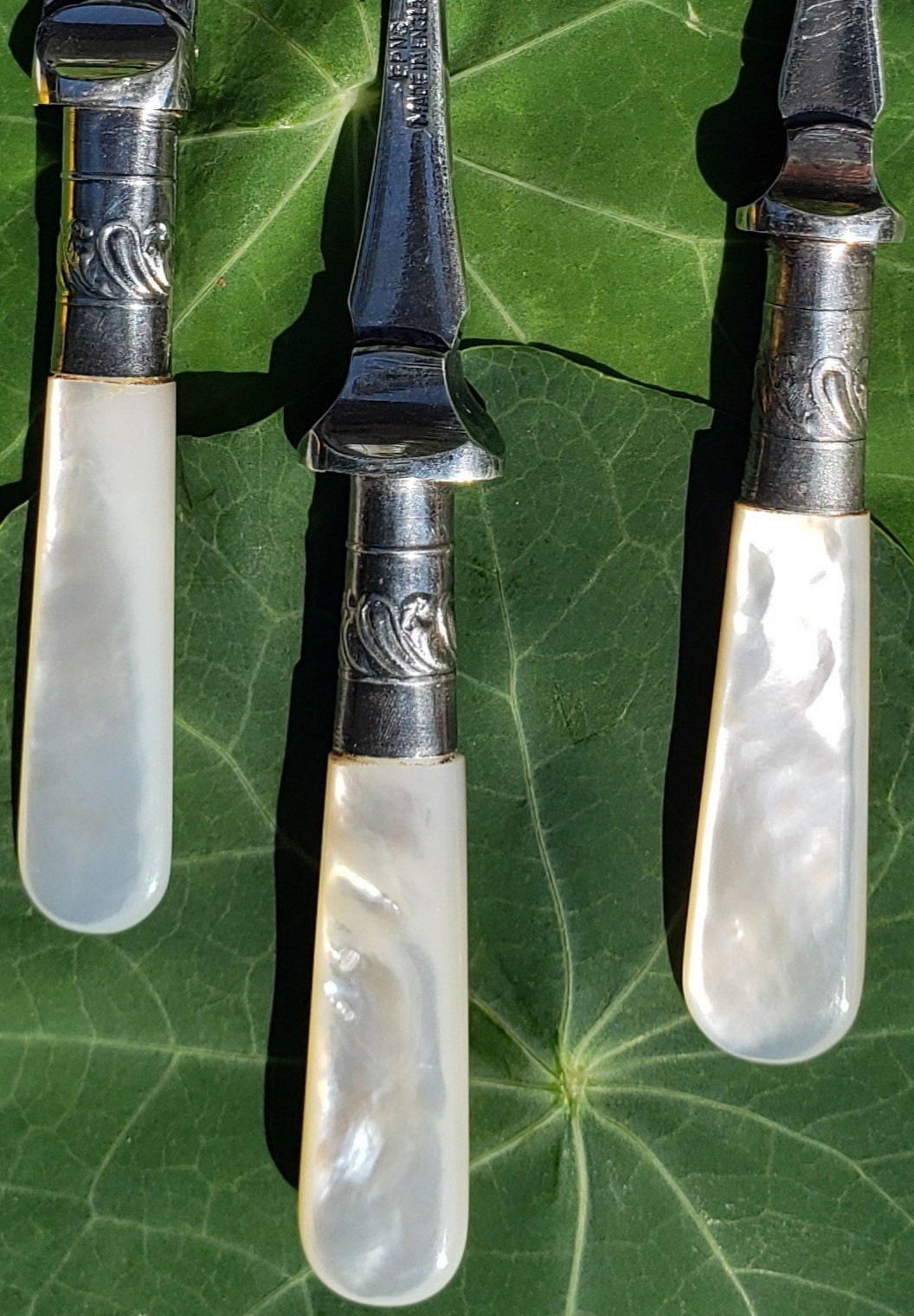 Vintage William Adams EPNS Silverplate Mother of Pearl 3 Piece ...