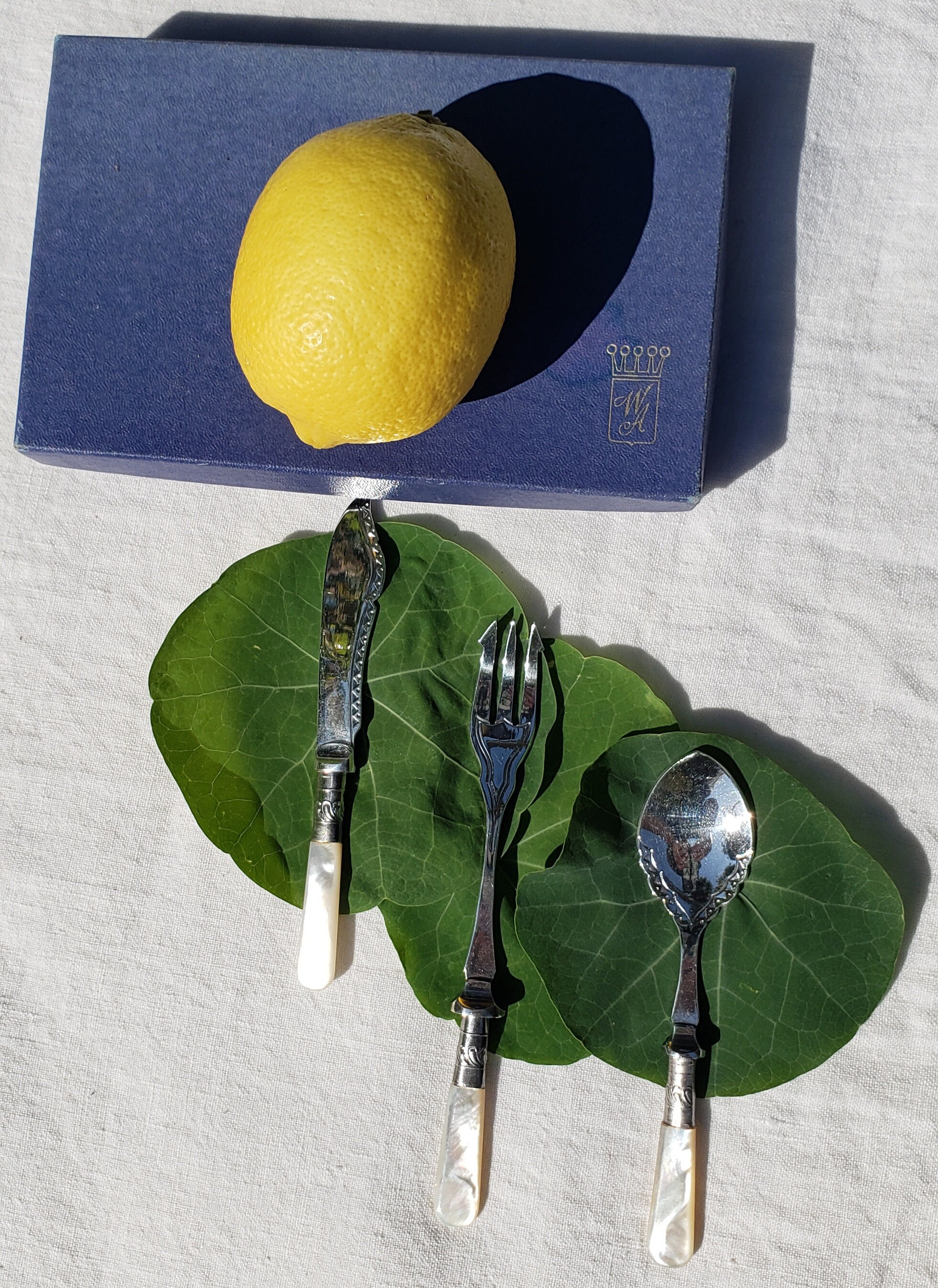 Vintage William Adams EPNS Silverplate Mother of Pearl 3 Piece ...