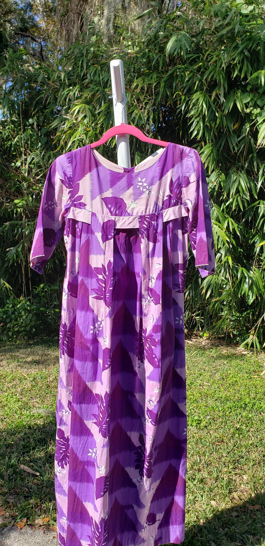 Vintage Purple and Lavender Handmade Hawaiian Floral Cotton Maxi Muumuu Dress - Etsy