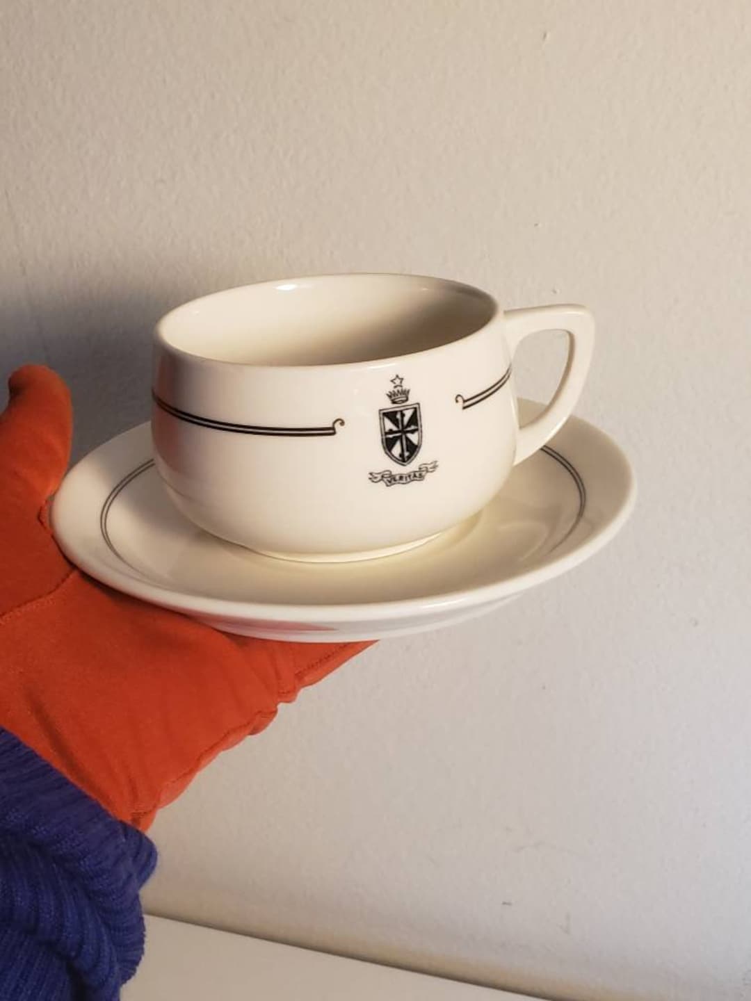 Vintage Restaurant Ware Veritas Motto Buffalo China Teacup and Saucer ...