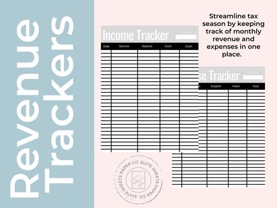 Revenue Trackers expense tracker income tracker digital | Etsy