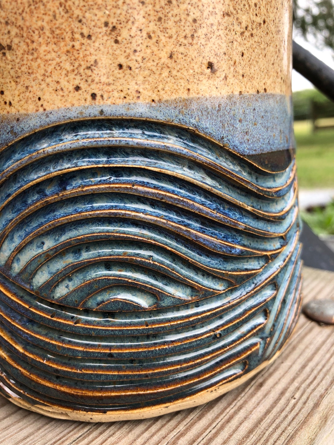 Handmade Ceramic Beach Waves Planter With Drainage Hole - Etsy