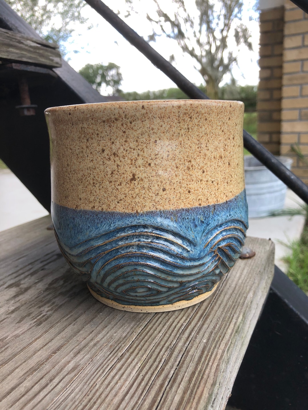 Handmade Ceramic Beach Waves Planter With Drainage Hole - Etsy