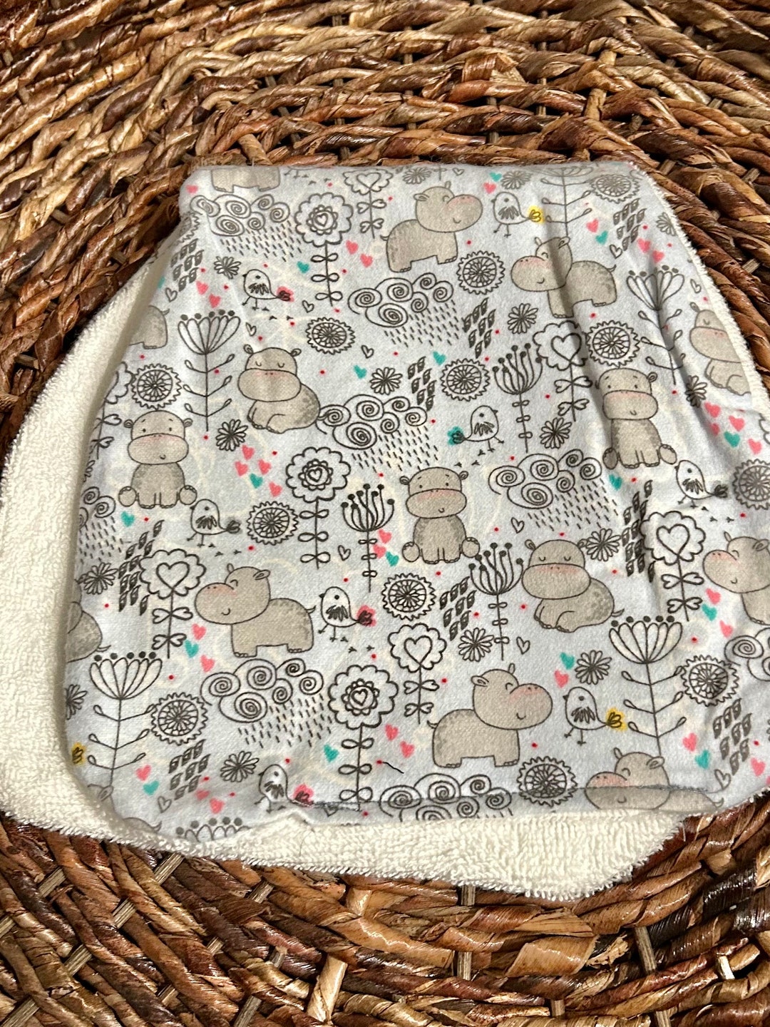 Hippo Baby Burp Cloth - Etsy