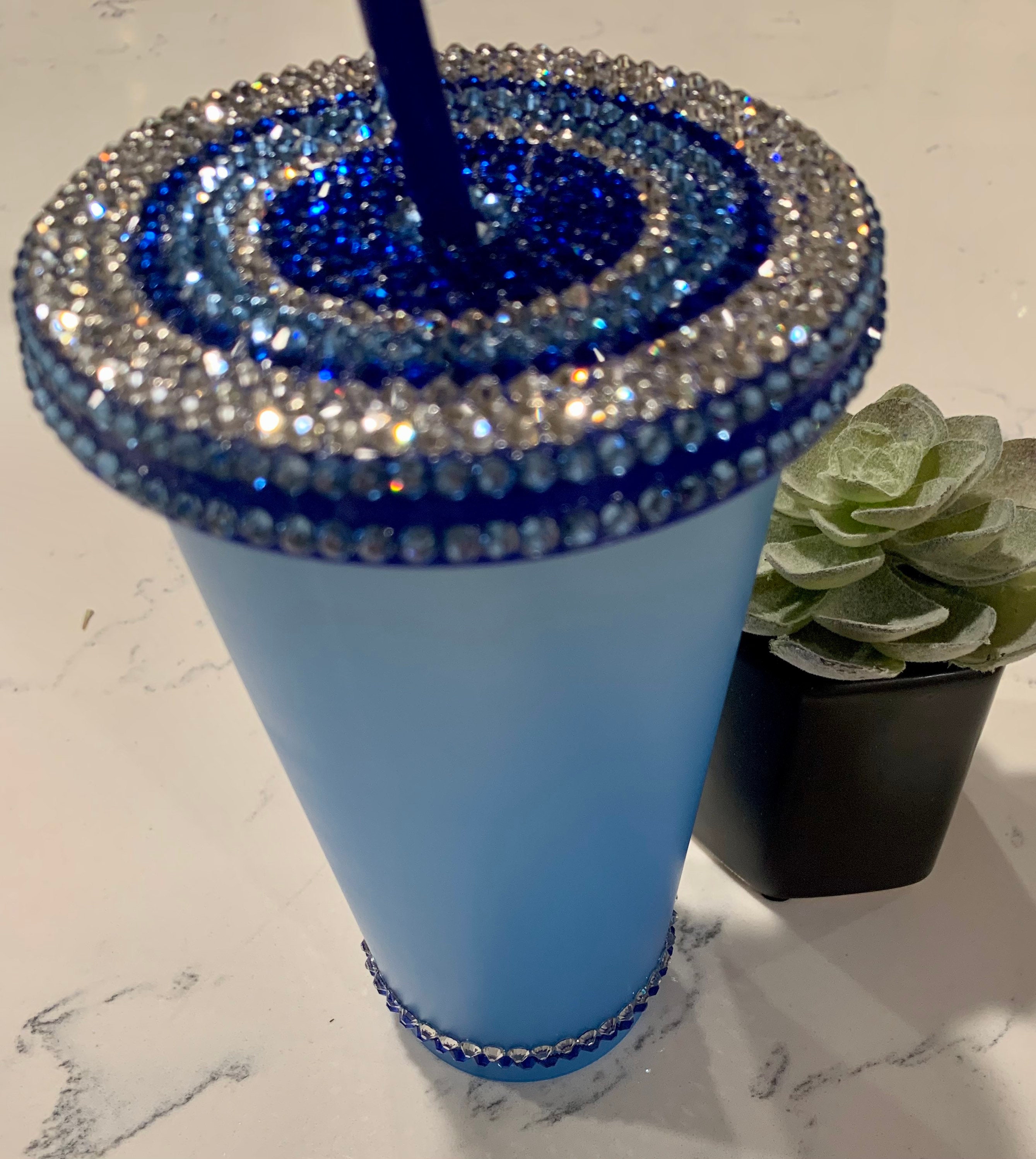 Blue Rhinestoned/bedazzled Cold Color Changing Cup - Etsy