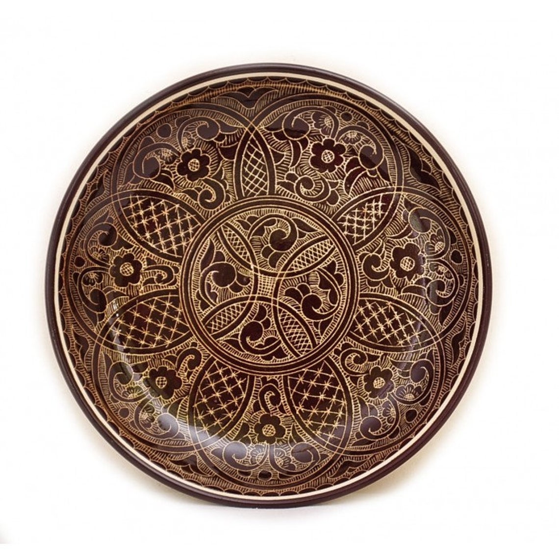 Qoraqalam-big and Beautiful Central Asian Uzbek Ceramic Plate in ...