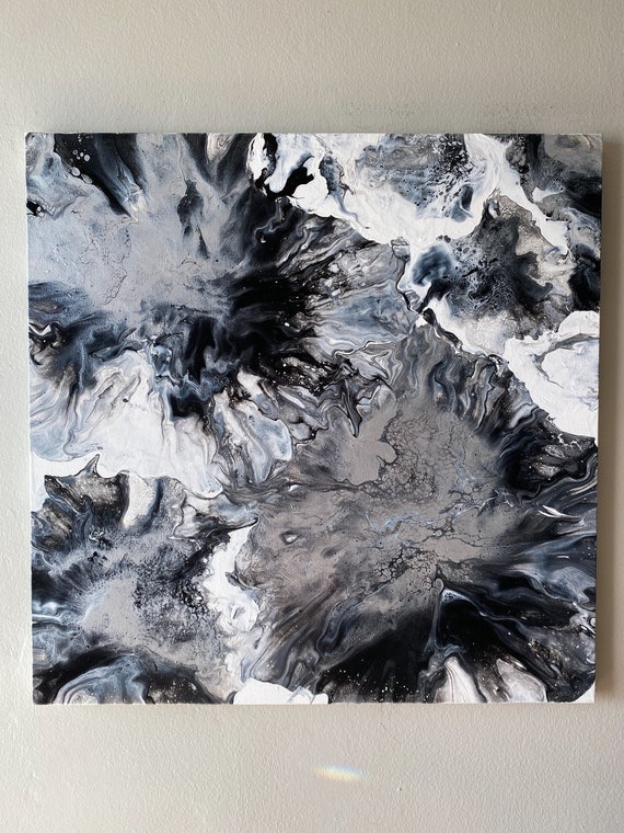Obsidian Infusion Acrylic Pour Painting 24x24 - Etsy