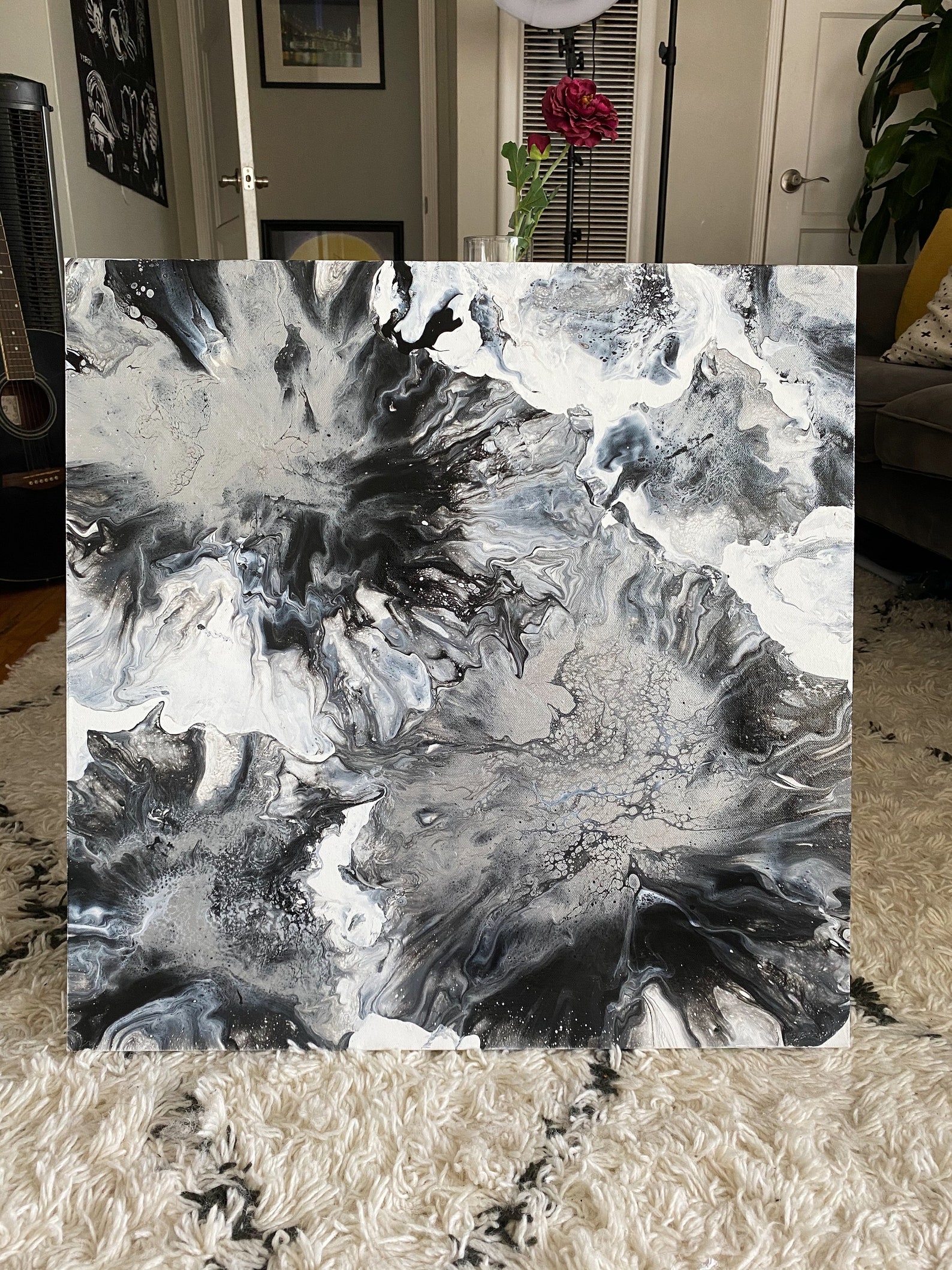 Obsidian Infusion - Acrylic Pour Painting 24x24 - Etsy