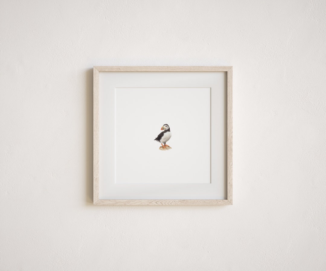 Miniature Puffin Watercolor Painting Print - Etsy