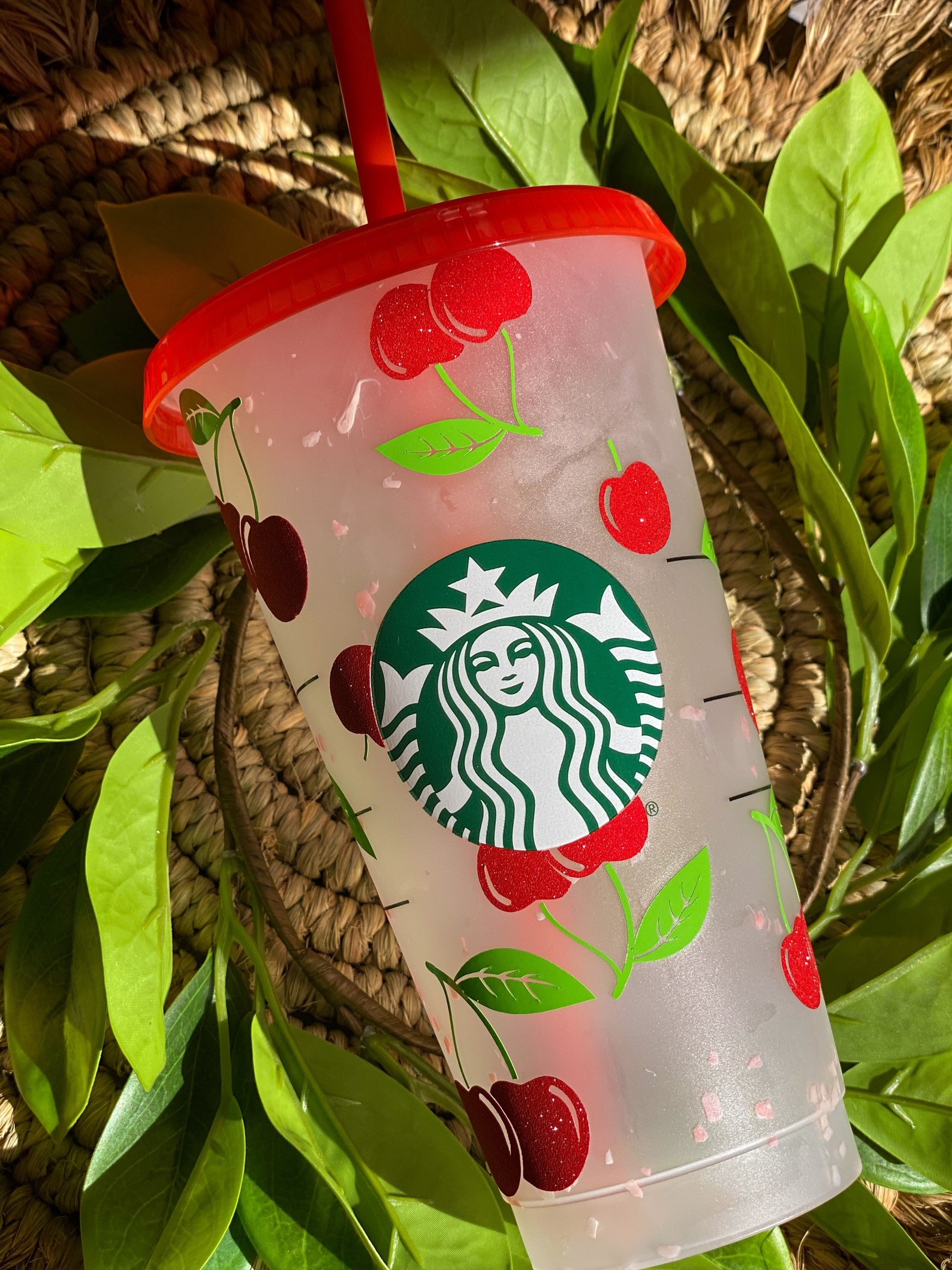 Cherry Starbucks Confetti Cup Cherry Cold Cup Summer | Etsy