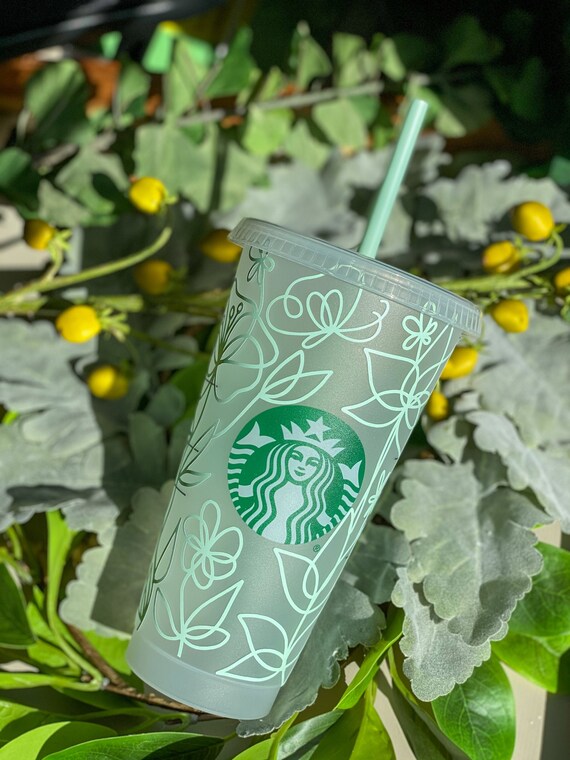 Botanical Starbucks Cup Botanical Starbucks Cold Cup Flower | Etsy