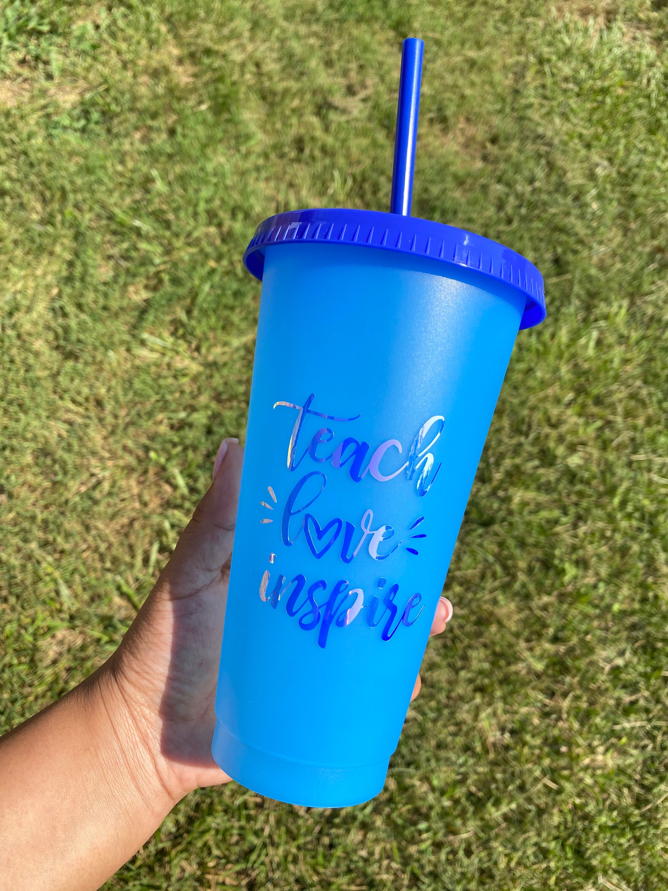 Blue Color Changing Cup, Teacher Cup, Teach Love Inspire, Teacher Gift ...