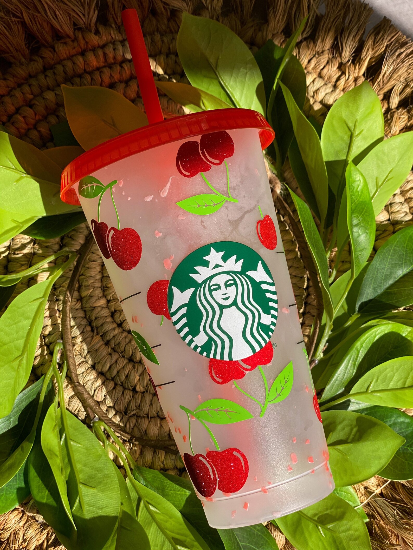 Cherry Starbucks Confetti Cup Cherry Cold Cup Summer | Etsy