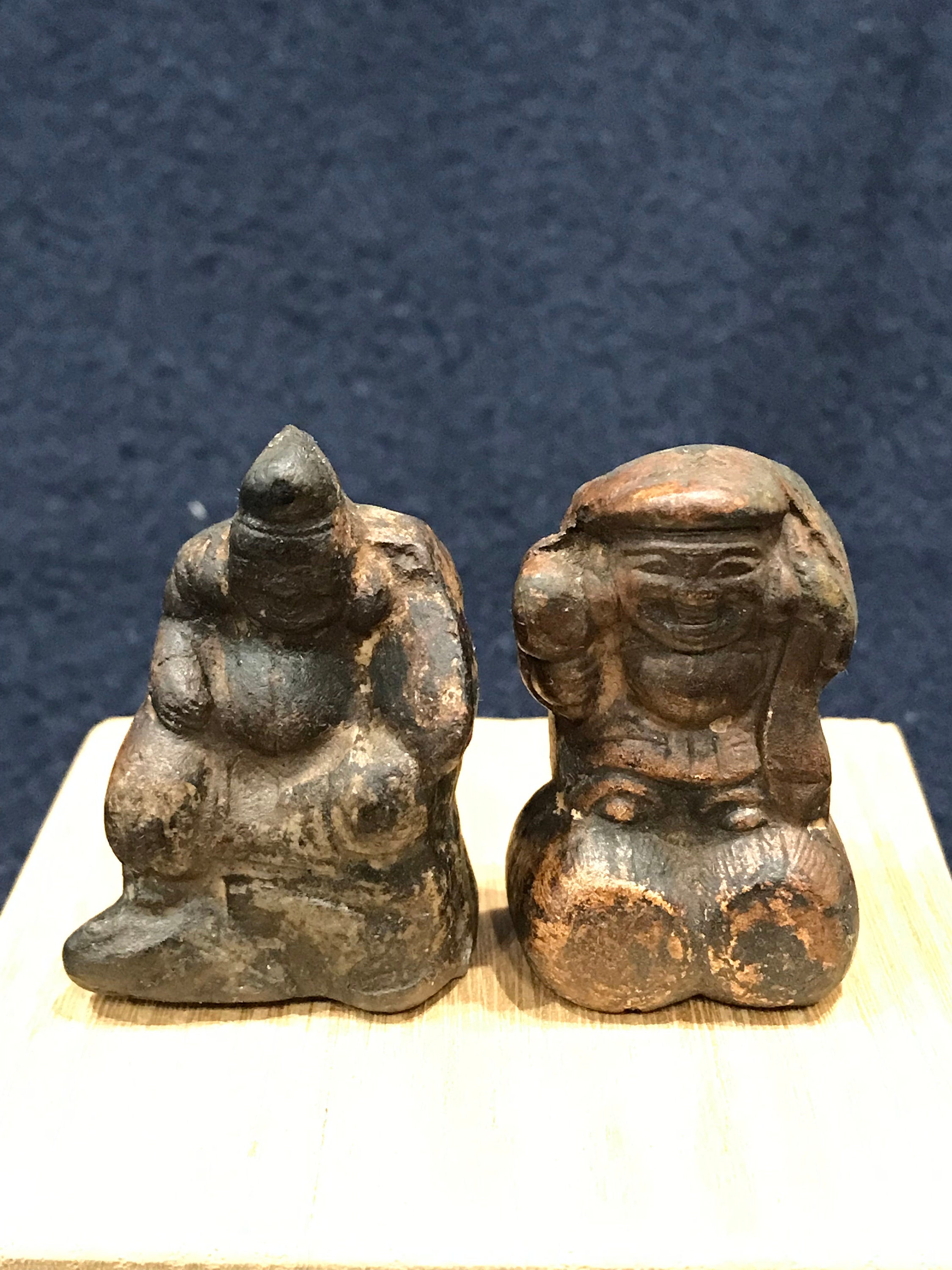 Japanese Small Ebisu Daikoku Statue Set Lucky God Terracotta Height ...