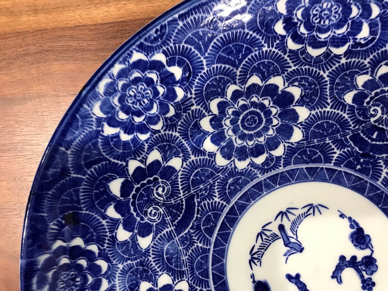 Japanese Imari Platter | Blue and White With Flower and Butterfly ...