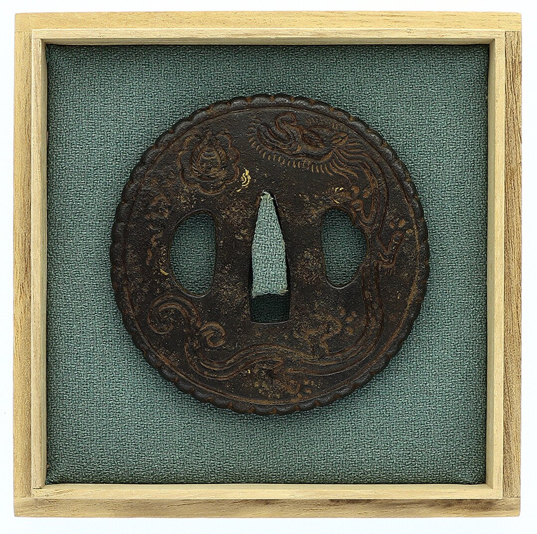 Tsuba Japanese Sword Tsuba Round Iron Tsuba With Rain Dragon Design Edo ...