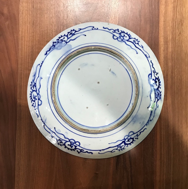 Japanese Imari Platter Blue and White With Flower and Butterfly ...