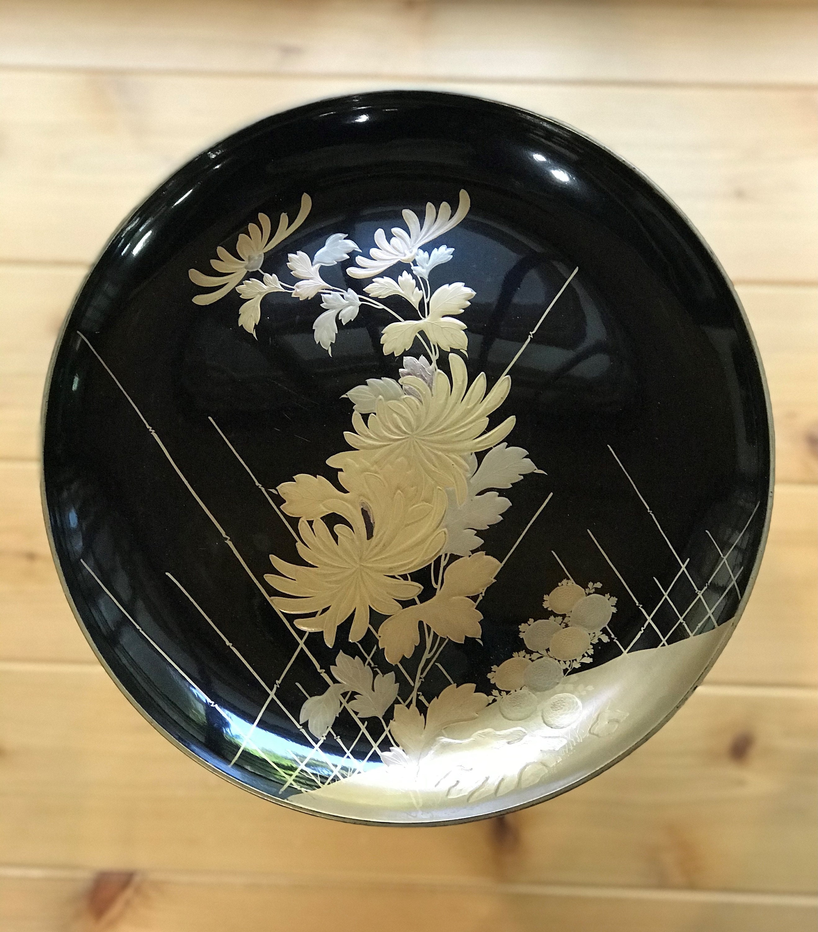Japanese Wajima Lacquer Plate With Legs Chrysanthemum - Etsy