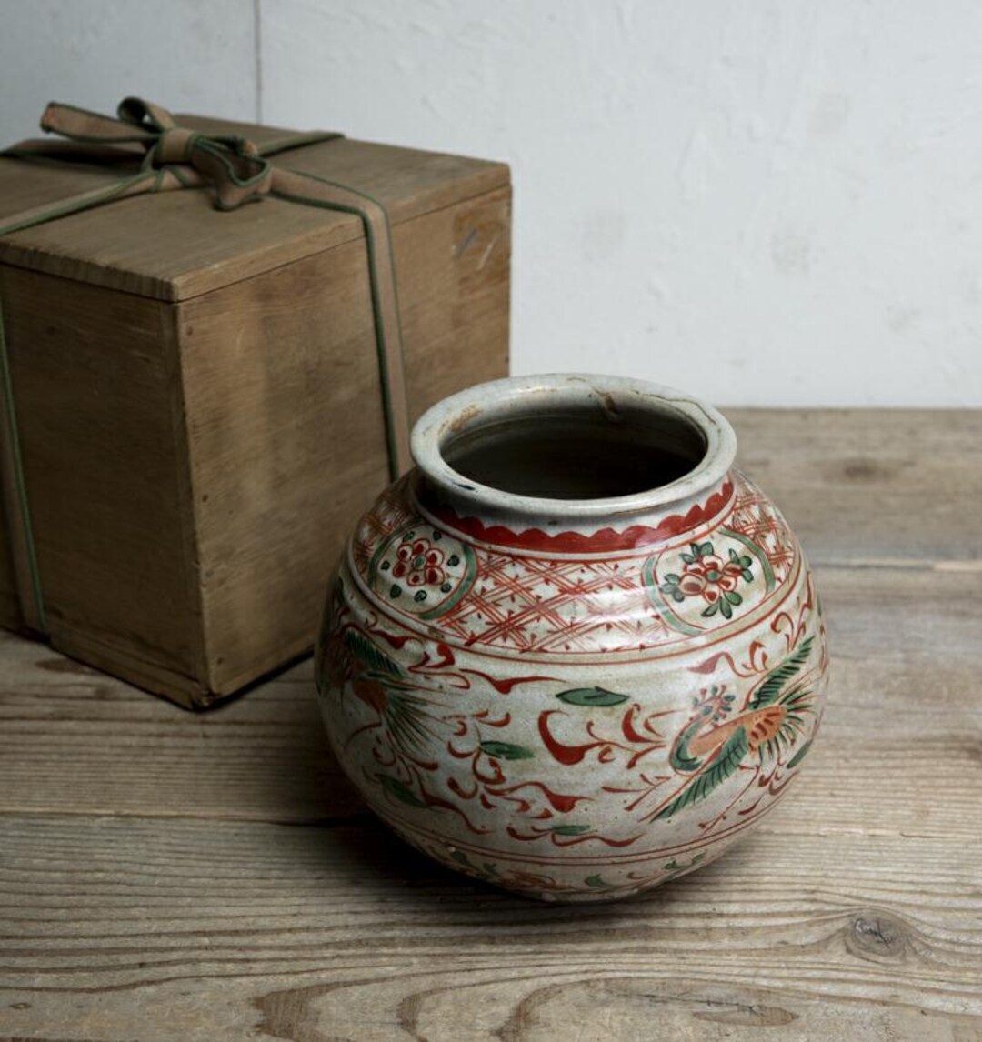 Antique Japanese Kyoyaki Vase | Gosu Akae Phoenix Design | 19th Century ...