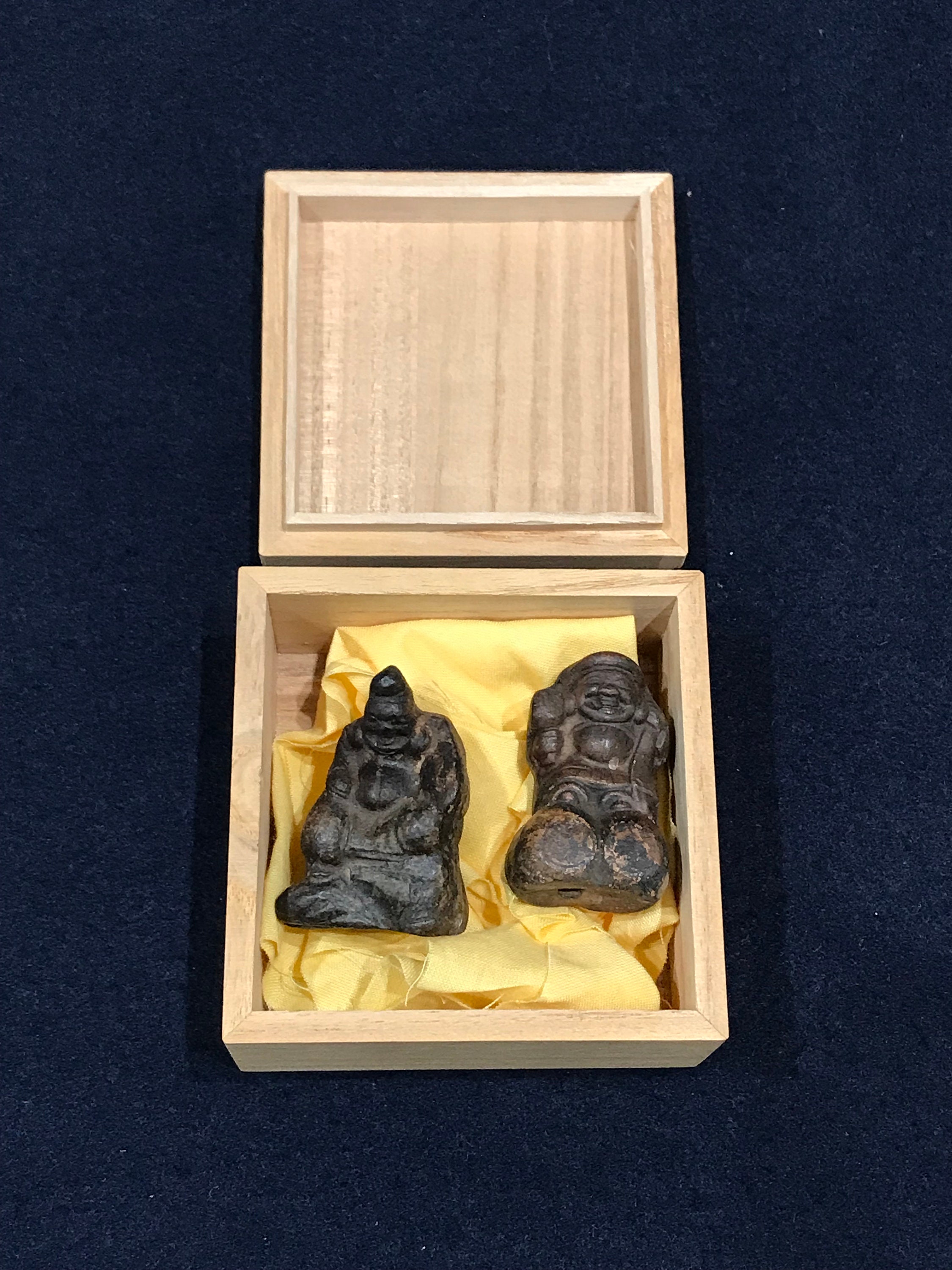 Japanese Small Ebisu Daikoku Statue Set Lucky God Terracotta Height ...