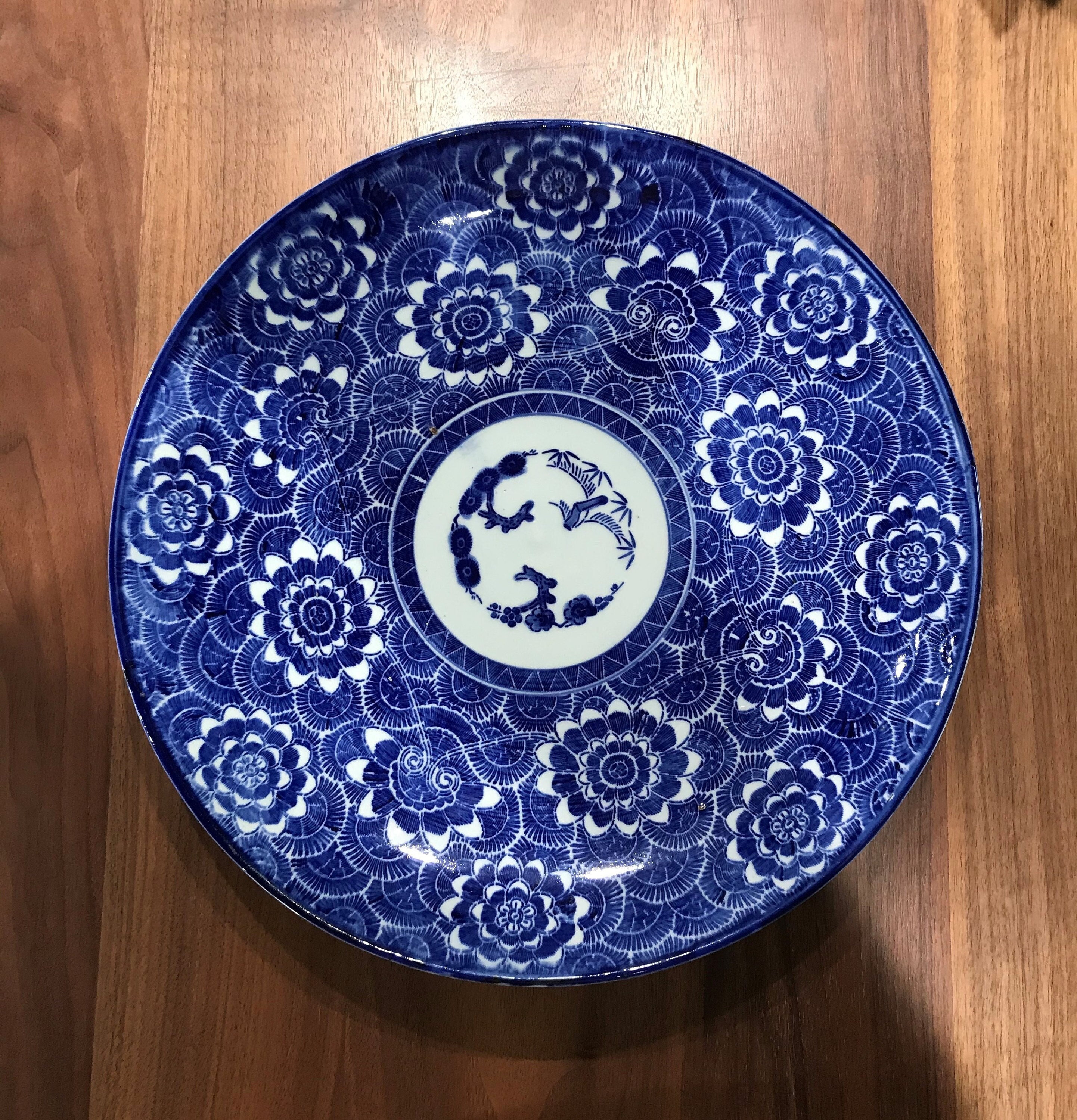 Japanese Imari Platter | Blue and White With Flower and Butterfly ...