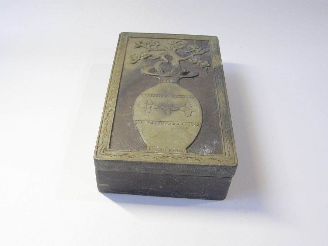 Vintage Chinese Inkstone With plums in a Vase Engraving on the Lid - Etsy