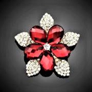 Red Crystal Flower Pin Brooch, 1.5 Inch Red Crystal Brooch, Christmas ...