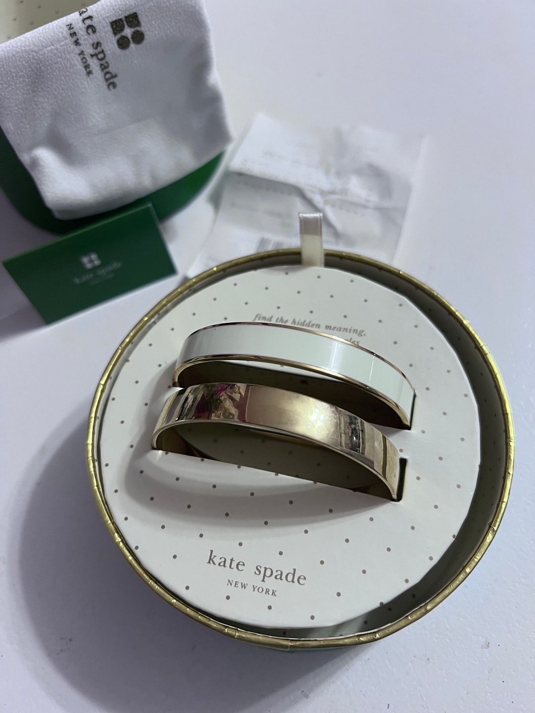 New KATE SPADE Enamel Double Bangle Bracelets, in Original Box Beige ...