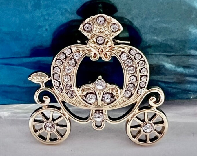 Cinderella Carriage Coach Necklace and Brooch, Princess Pendant Gold ...