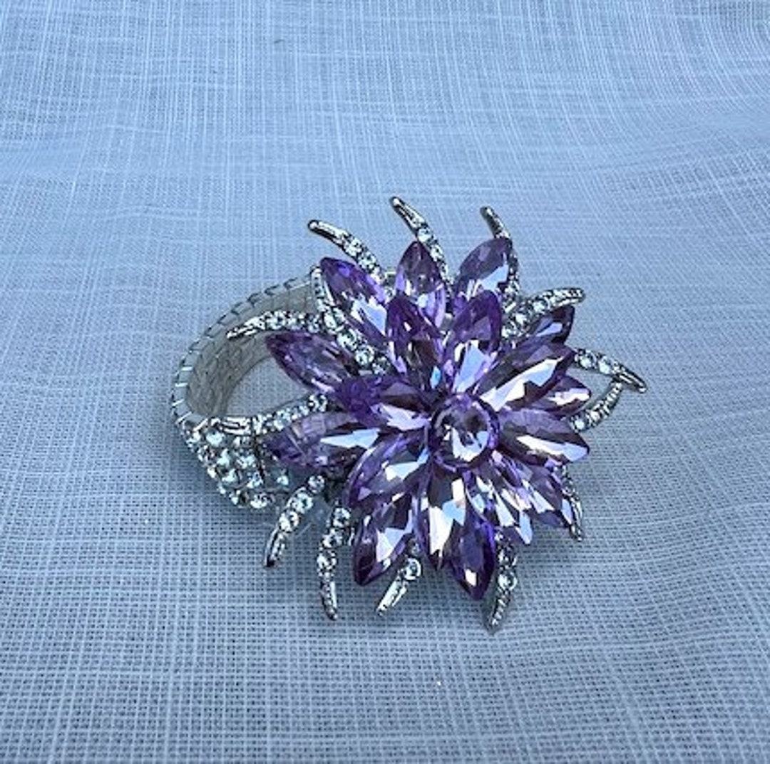 Lavender Crystal Brooch Bracelet, Crystal Bracelet, Prom Bracelet ...