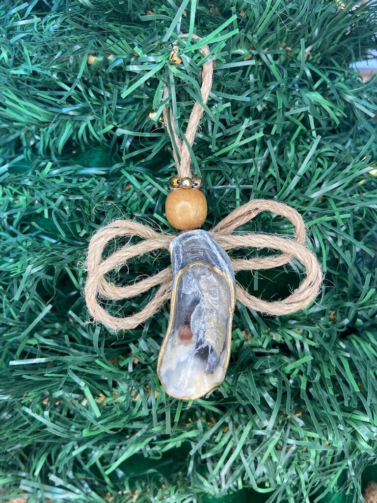 Angel Ornament, Oyster Shell Angel, Christmas Tree, Holiday Gift, Beach ...