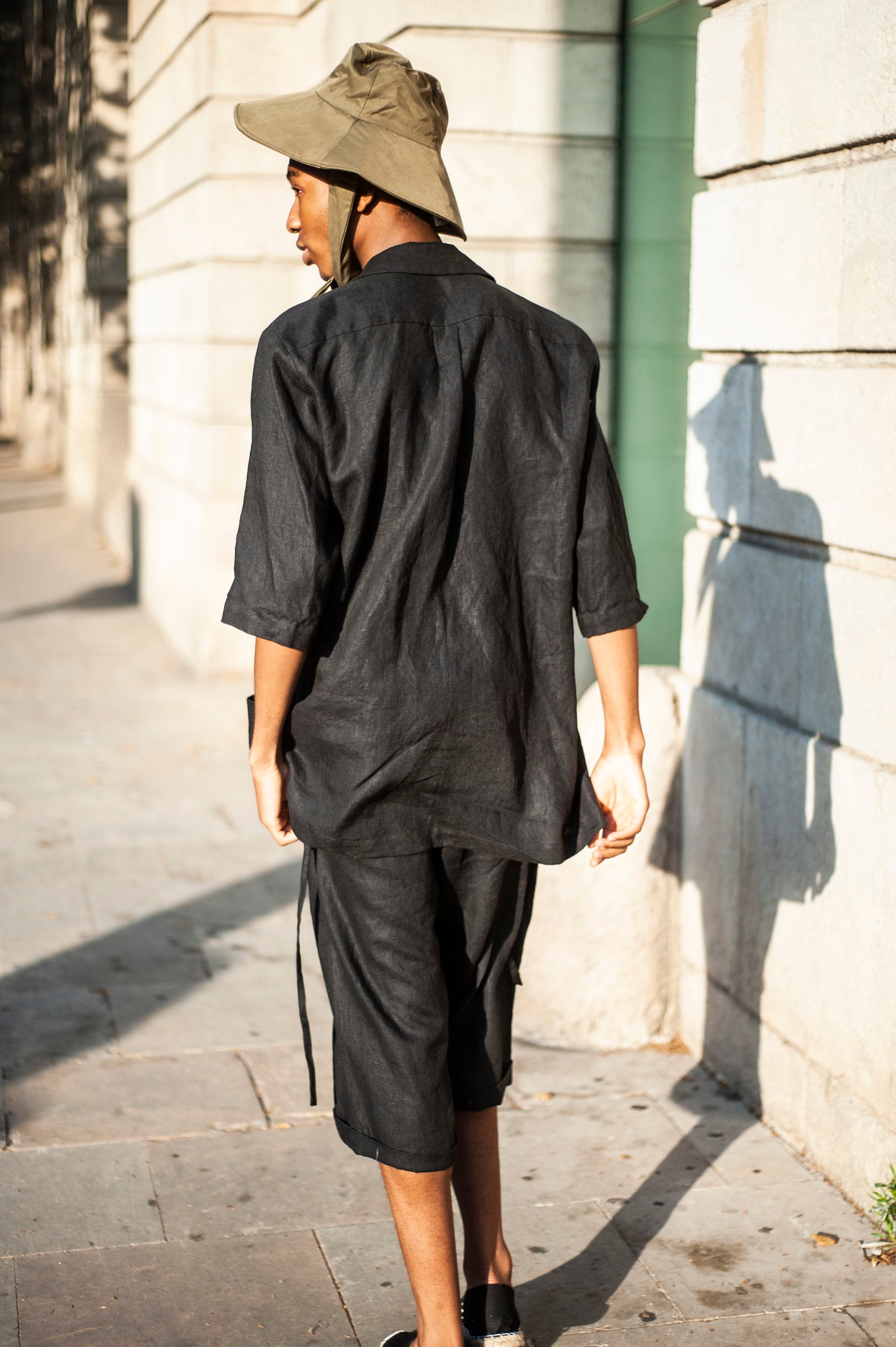 Men's Linen Shorts, Lounge Culottes With Drawstring, Cropped Linen ...