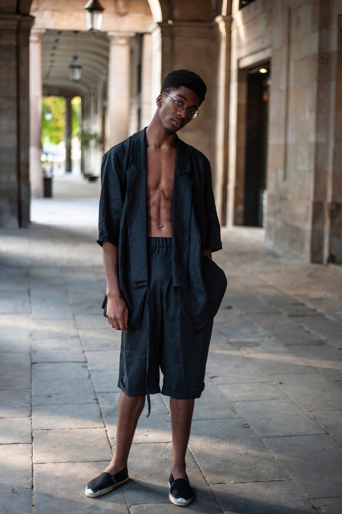 Men's Linen Shorts Lounge Culottes With Drawstring - Etsy