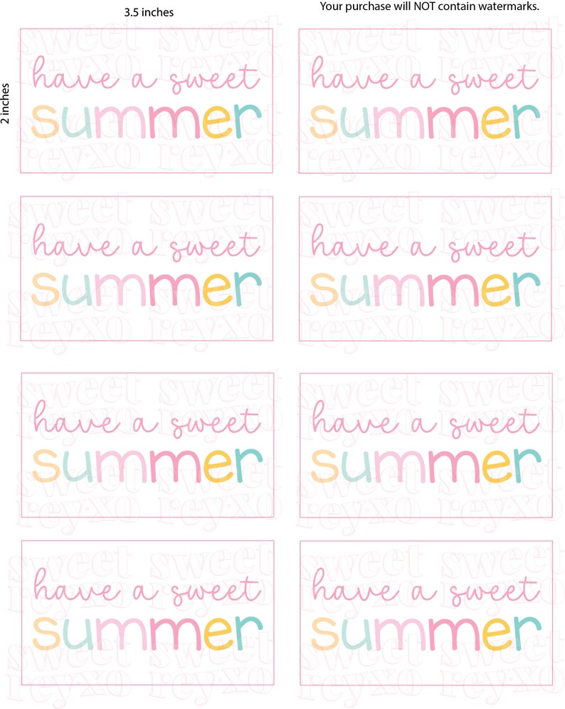 Summer End of Year Student Gift Tag Printable Have a Sweet Summer Gift ...