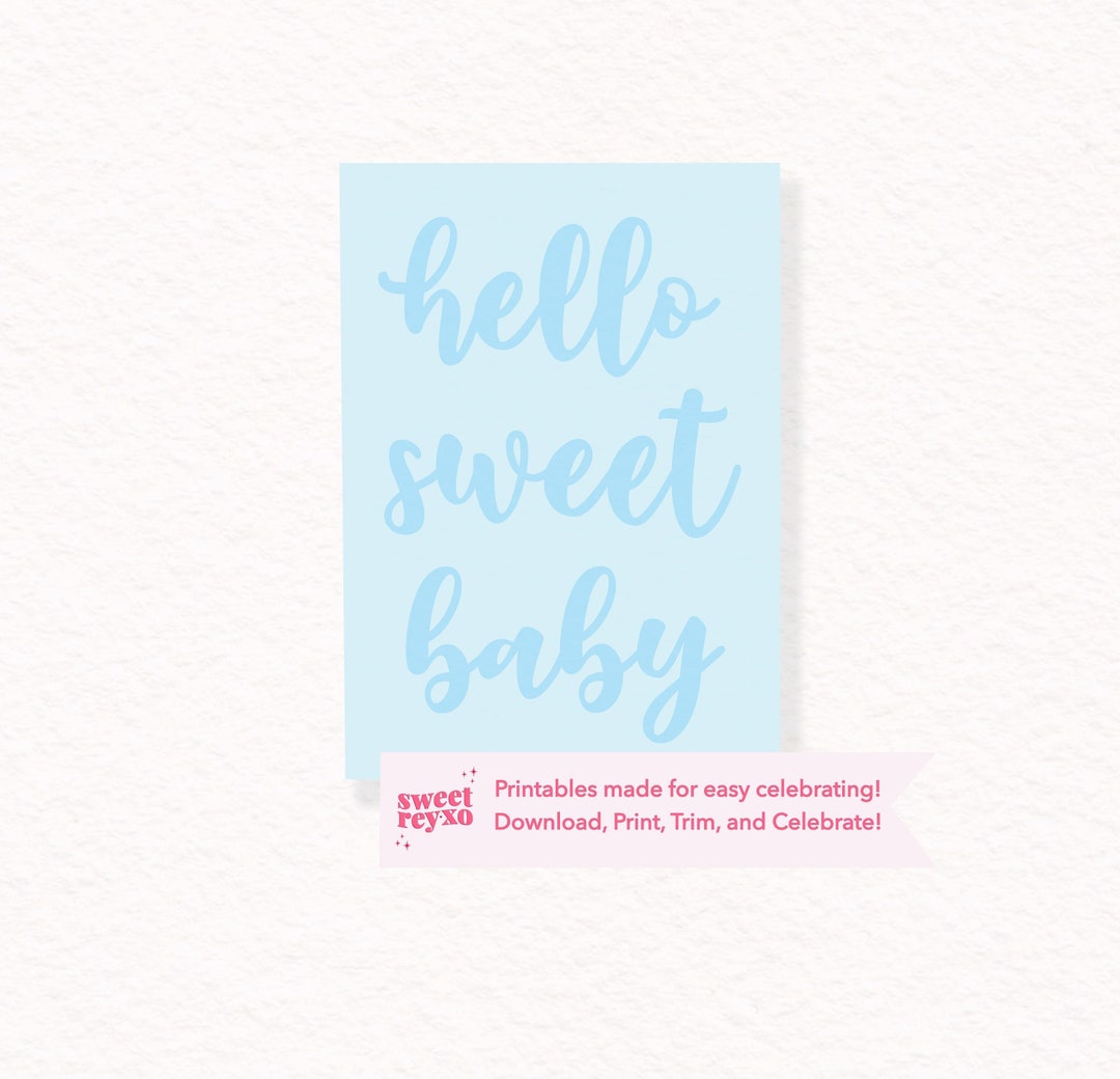 Hello Sweet Baby Card | Baby Boy Card | Baby Shower Printable | Hello ...