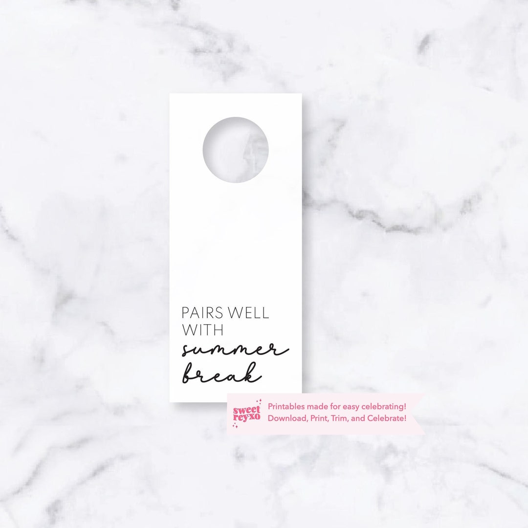 Pairs Well With Summer Break Alcohol Tag | Wine Gift Tag for Teachers ...