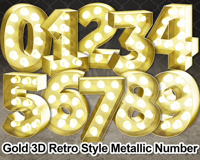 3D Marquee Light Bulb Number 0-9 Digital Download PNG - Etsy